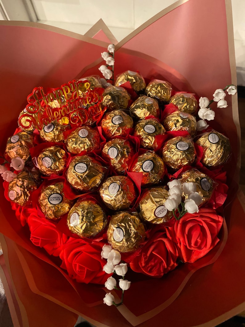 Large Valentines Day Ferrero Rocher Chocolate & Flowers - Etsy
