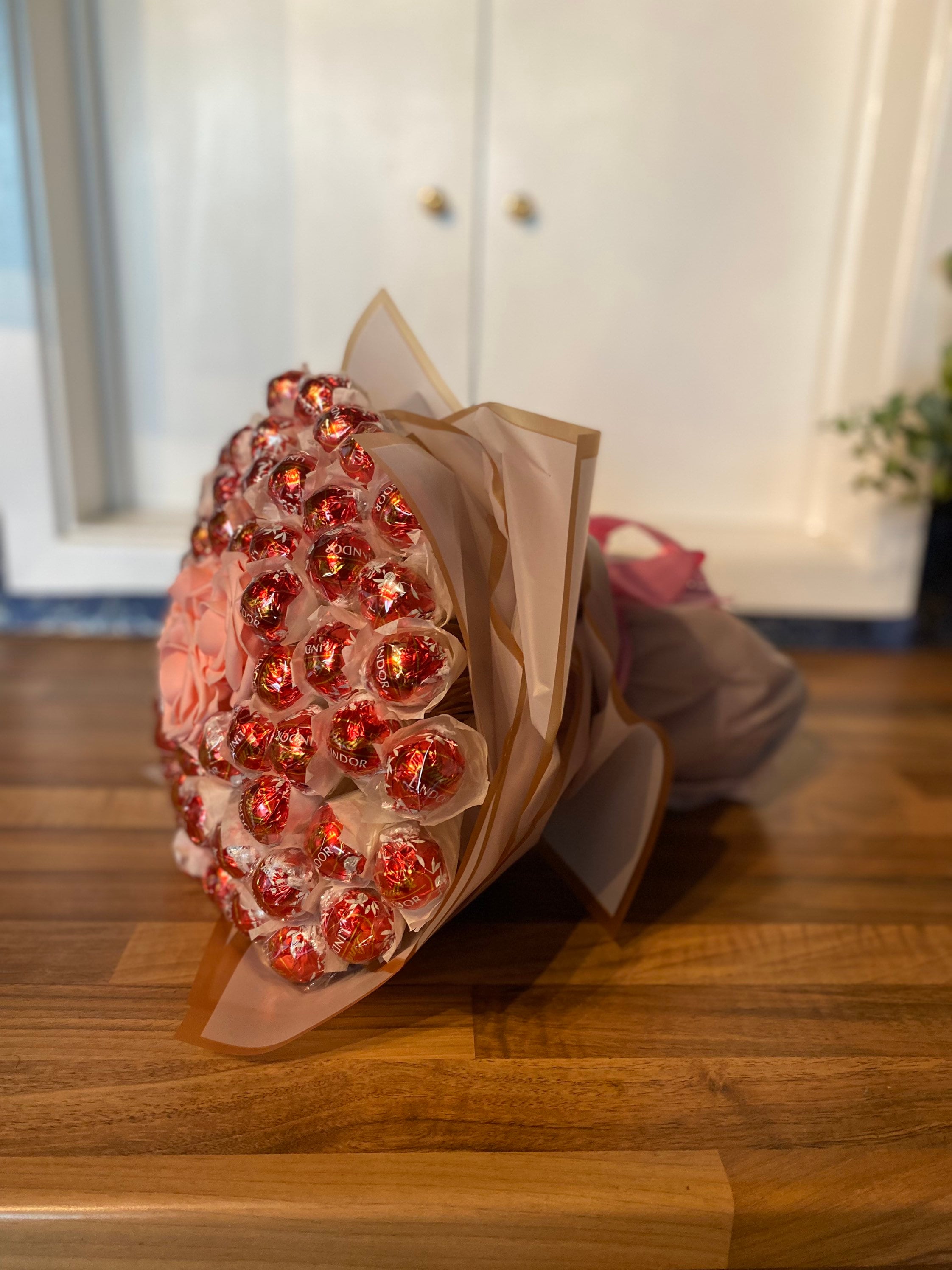 Large Lindt Lindor Chocolate & Flowers Hand-tied Bouquet Gift. - Etsy UK