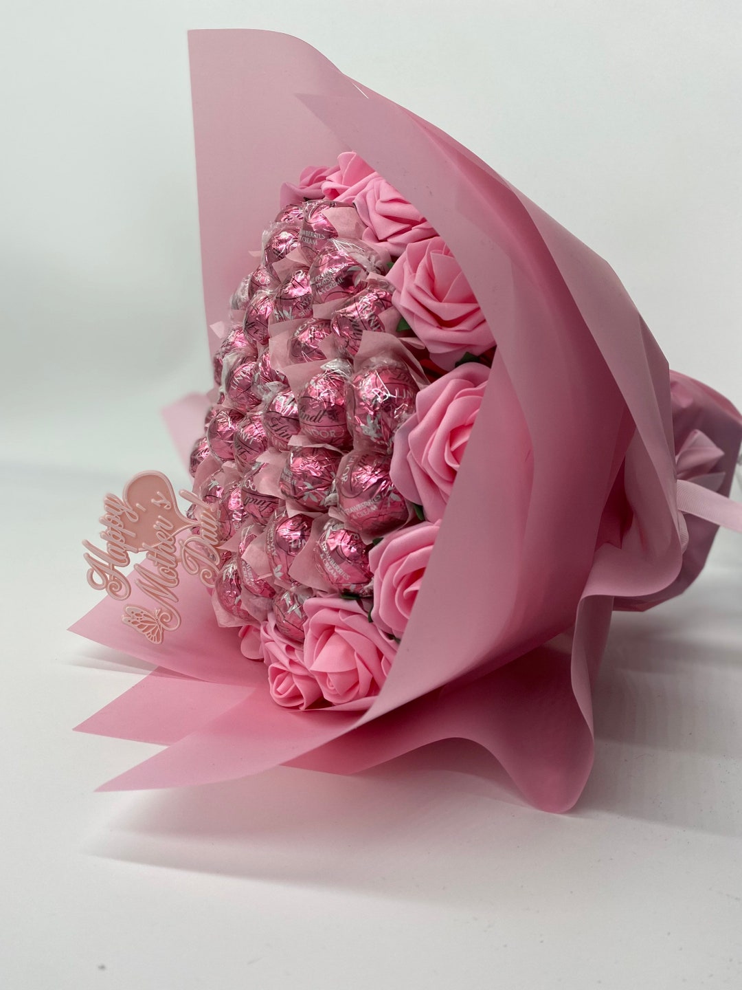 Large Mother’s Day Lindt Lindor Chocolate & Flowers Hand-tied Bouquet ...