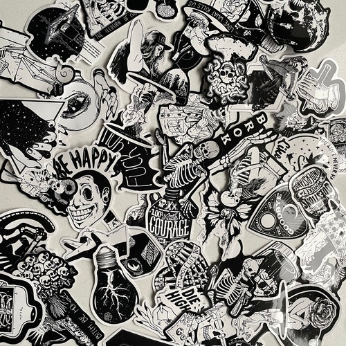 50 Piece Sticker Bomb Pack Bundle Goth Emo Black and White - Etsy UK