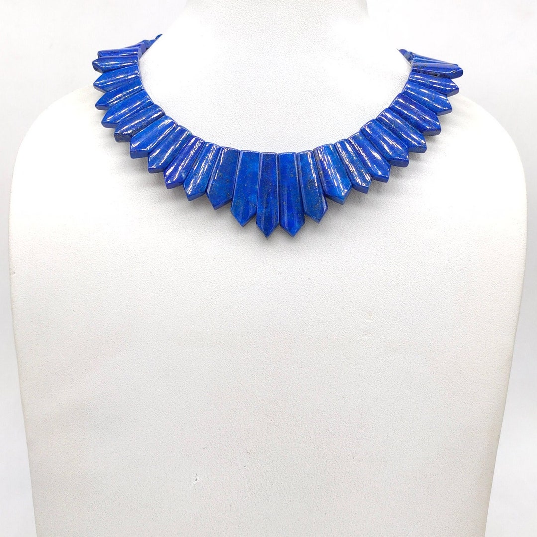 AAA Quality Natural Fancy Shape Lapiz Lazuli Gemstone Necklace With ...