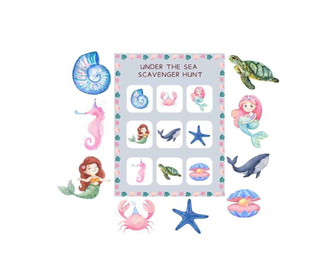 Under the Sea Scavenger Hunt Party Game Themed Activity Digital ...