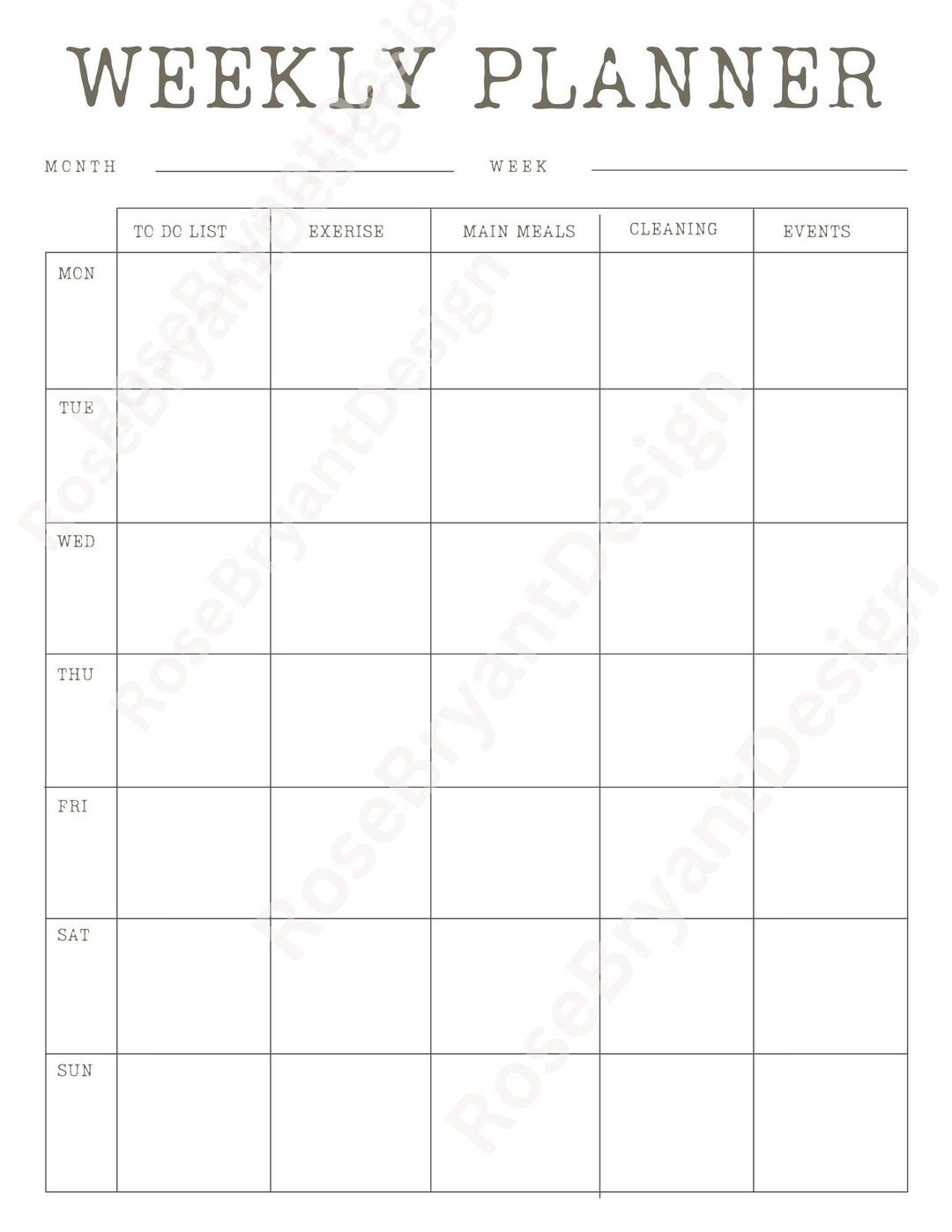 Weekly Organisational Planner - Family Organisation - Weekly Tasks ...