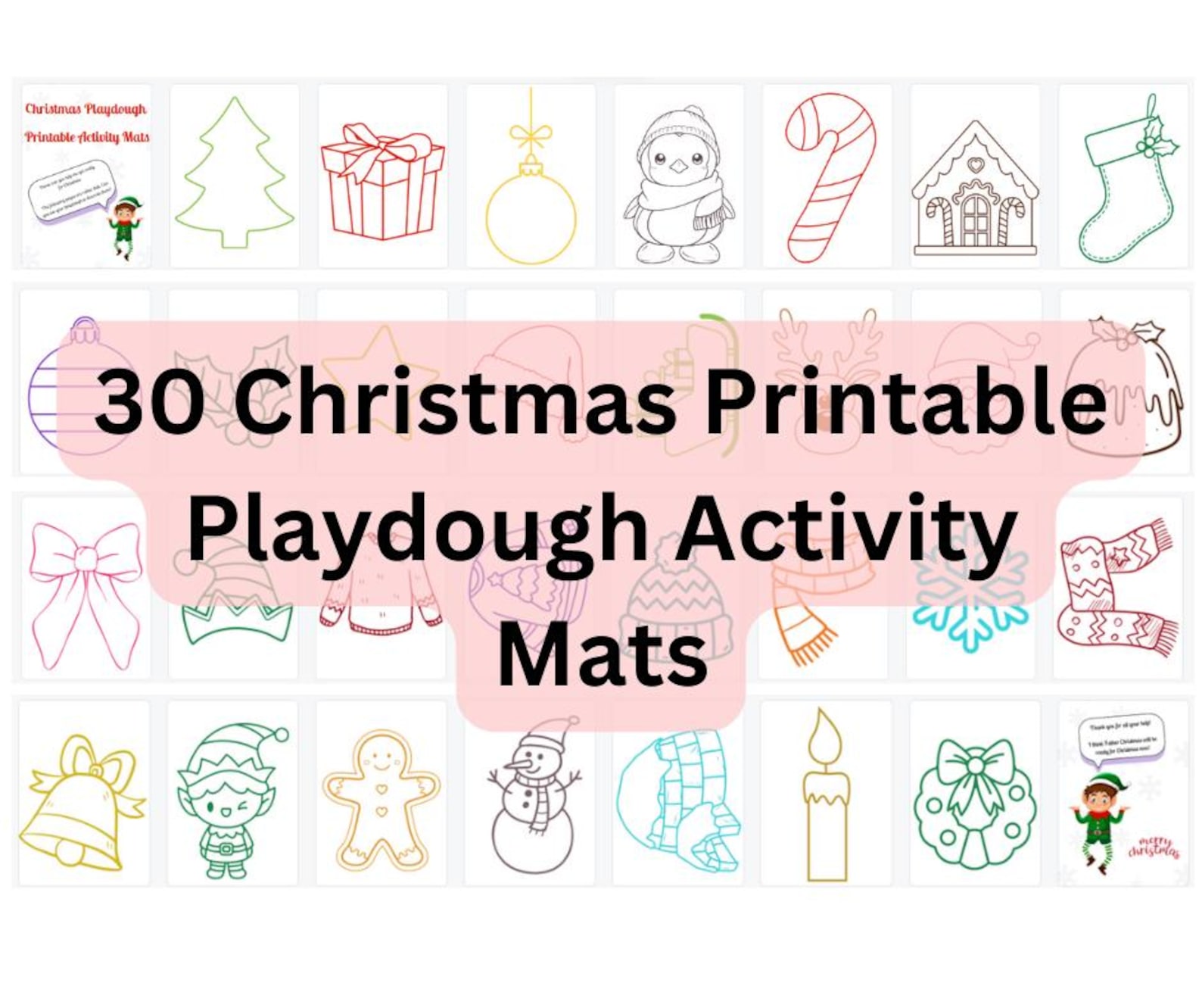 Christmas Printable Playdough Mats: Festive Fun for Little Hands - Etsy