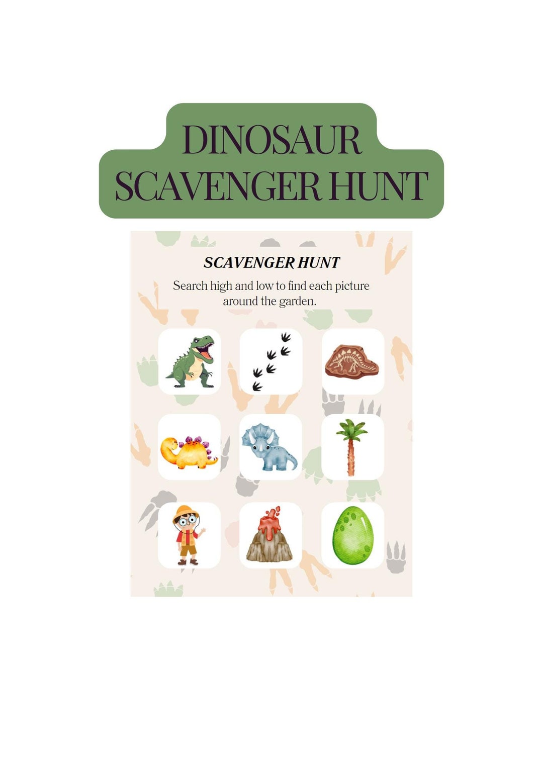 Roaring Good Time: Printable Dinosaur Scavenger Hunt - Etsy
