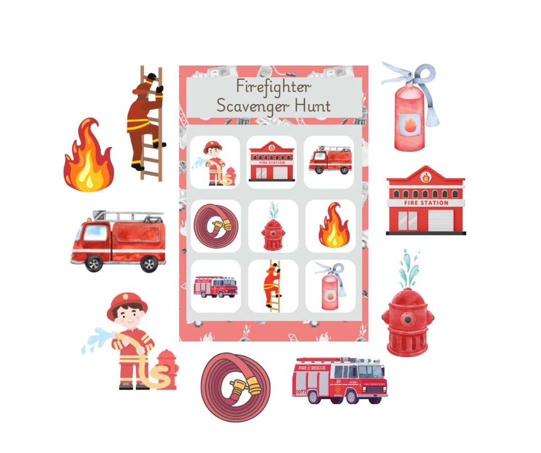 Firefighter Fun: A Blazing Scavenger Hunt - Digital Download - Party ...
