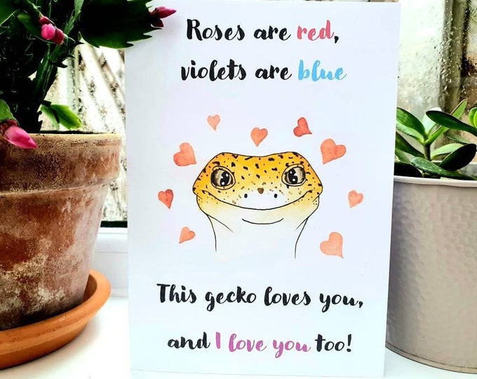 Leopard Gecko Valentines Anniversary Card, Leopard Gecko Gifts, Reptile ...