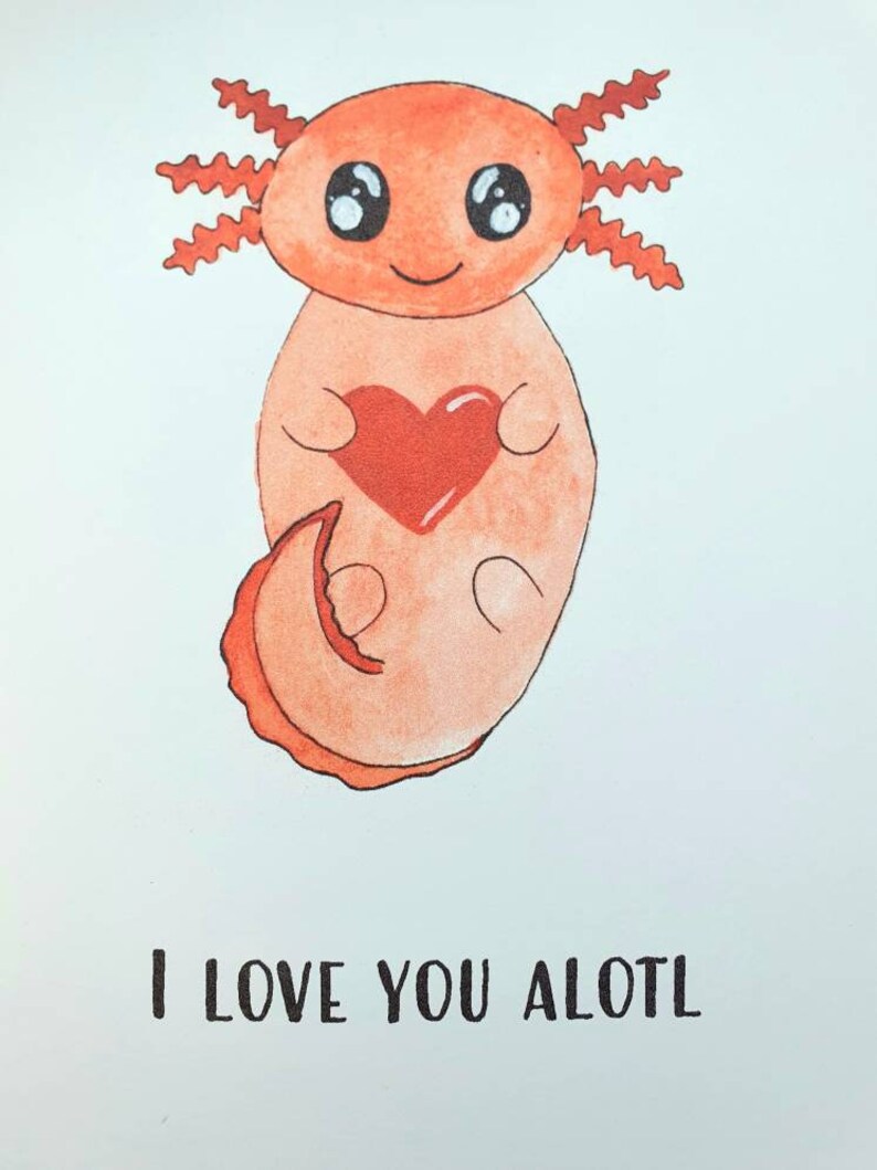 I Love You Alotl Card, Axolotl Card, Axolotl Valentine's Day Card ...