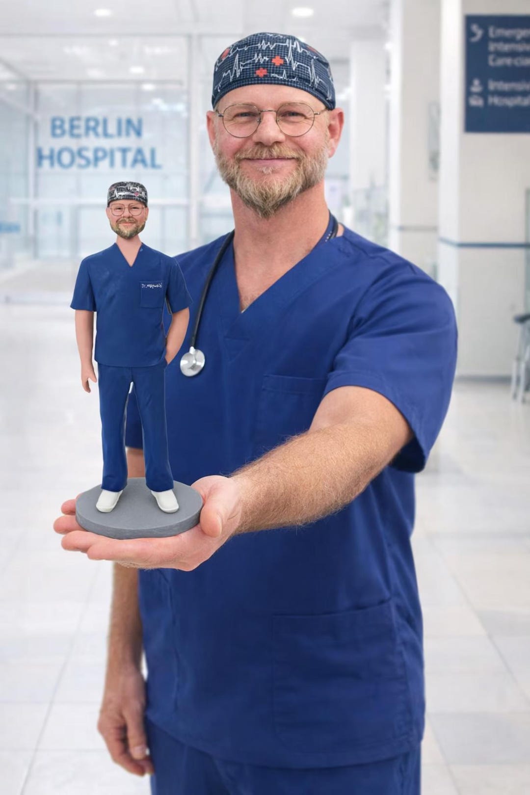 Custom Doctor Figurine From Photo, Personalized Doctor Gift Bobblehead ...