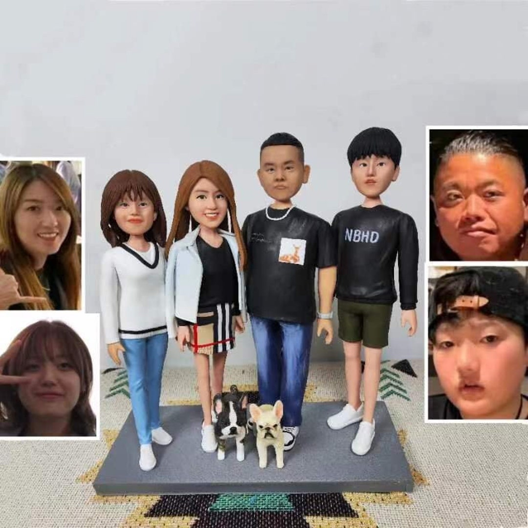 Custom Family Portrait Figurine, Personalized Family Photo Cake Topper ...