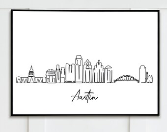 Line Art Austin Skyline - Etsy