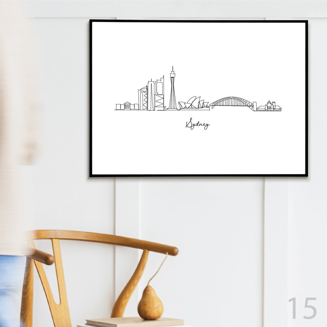 Sydney Printable City Skyline Line Drawing. Digital Downloadable of Svg ...