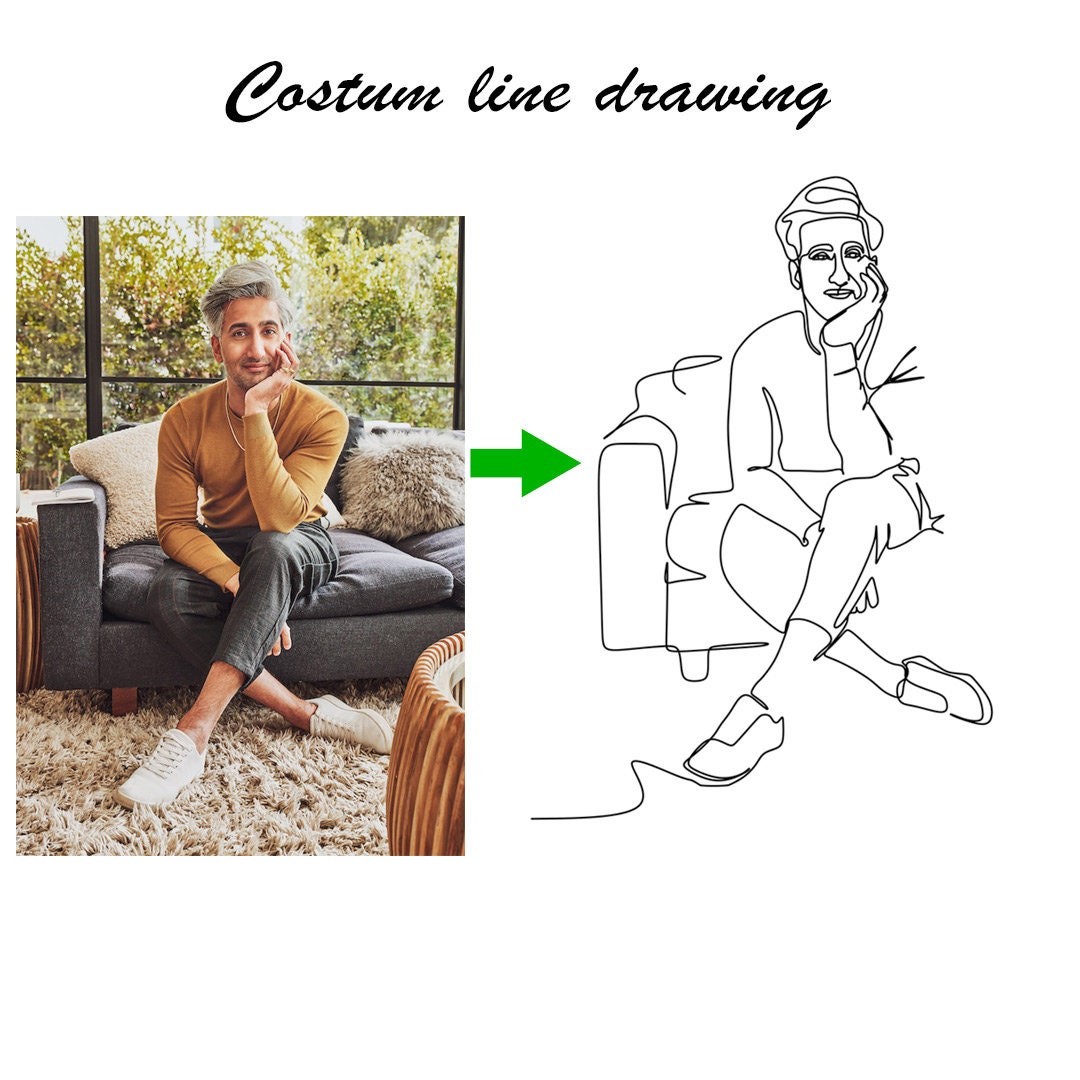 CUSTOM Line Drawing From Your Picture. Couple and Family Drawing From ...