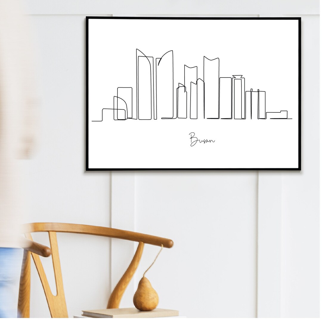 Busan South Korea Printable City Skyline. Cityscape Wall Art, Simple ...