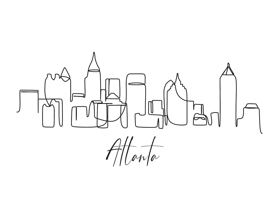 Skyline di Atlanta STAMPABILE, arte della parete del paesaggio urbano ...