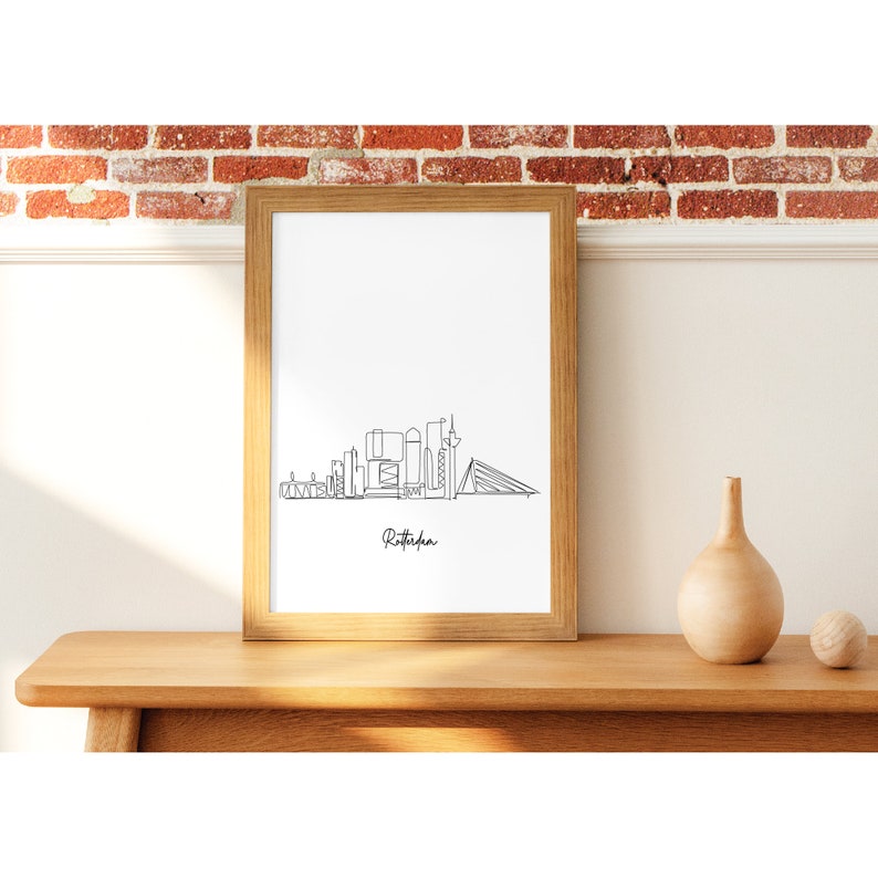 Rotterdam Skyline Drawing. Cityscape Wall Art, Simple Line Drawing ...
