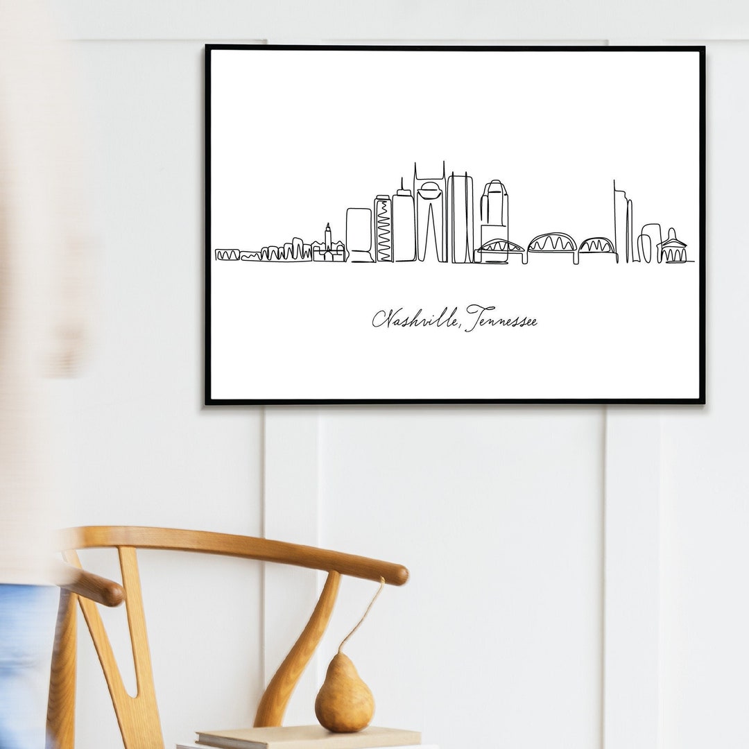 Nashville Skyline Drawing. Cityscape Wall Decor, Printable Line Art ...