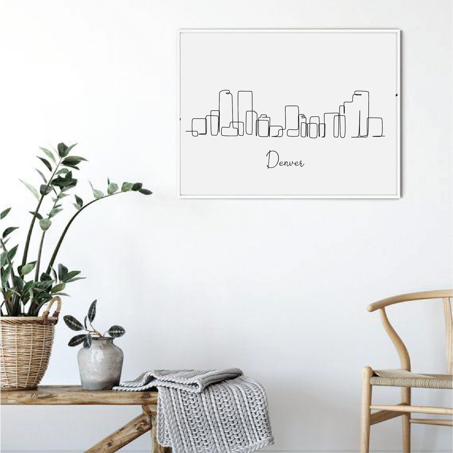 Denver Skyline Drawing, Cityscape Wall Art, Simple Line Drawing, Line ...