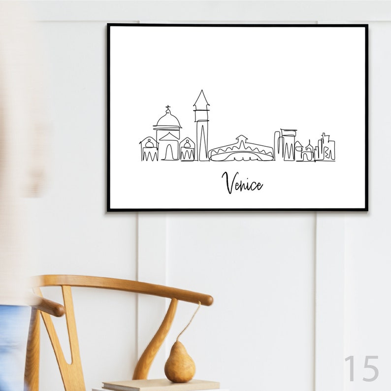 VENICE Skyline Line Drawing Art | Digital Printable World Landmark ...