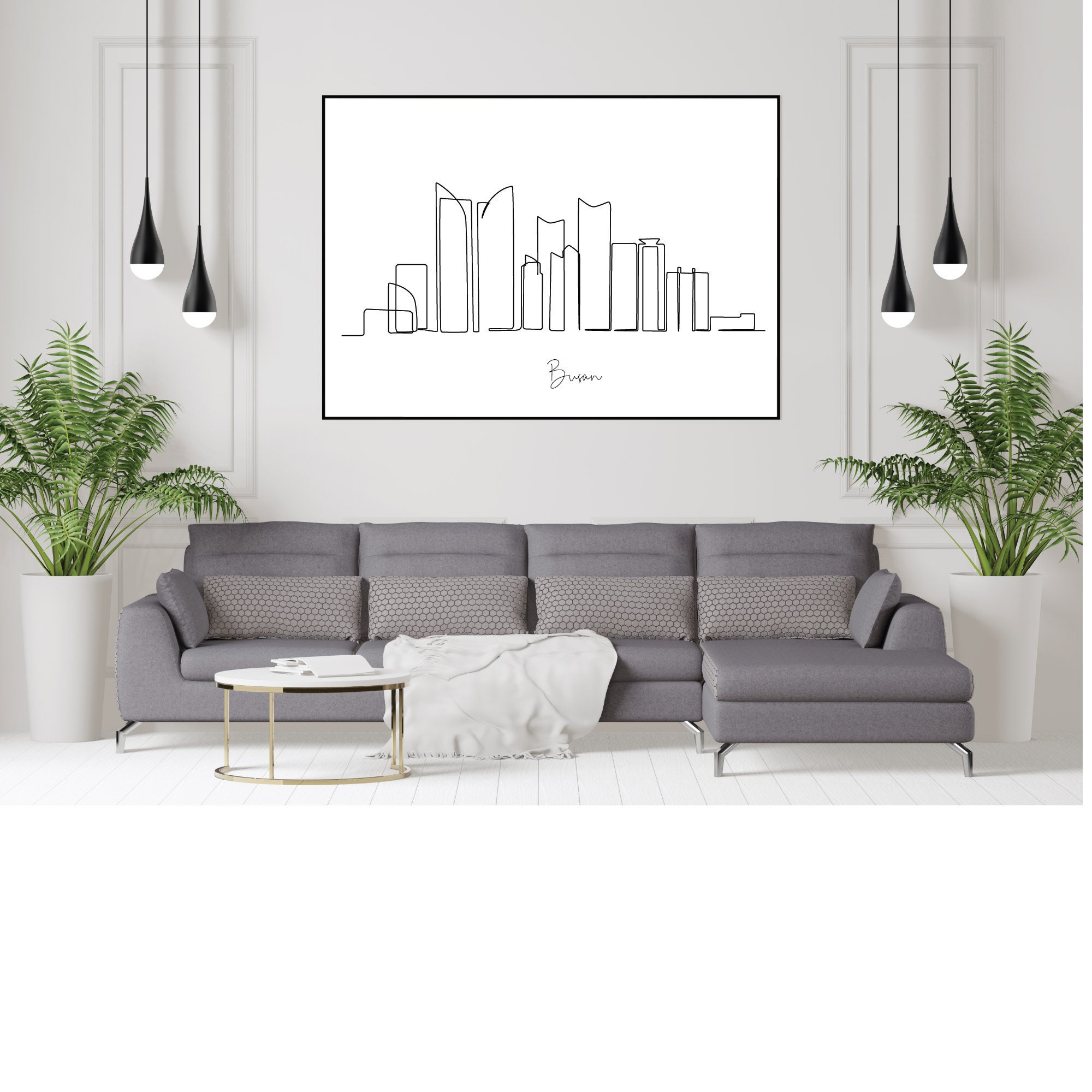 Busan South Korea Printable City Skyline. Cityscape Wall Art, Simple ...