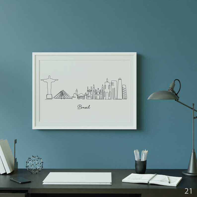 Brazil Skyline Drawing. Cityscape Wall Decoration Printable - Etsy