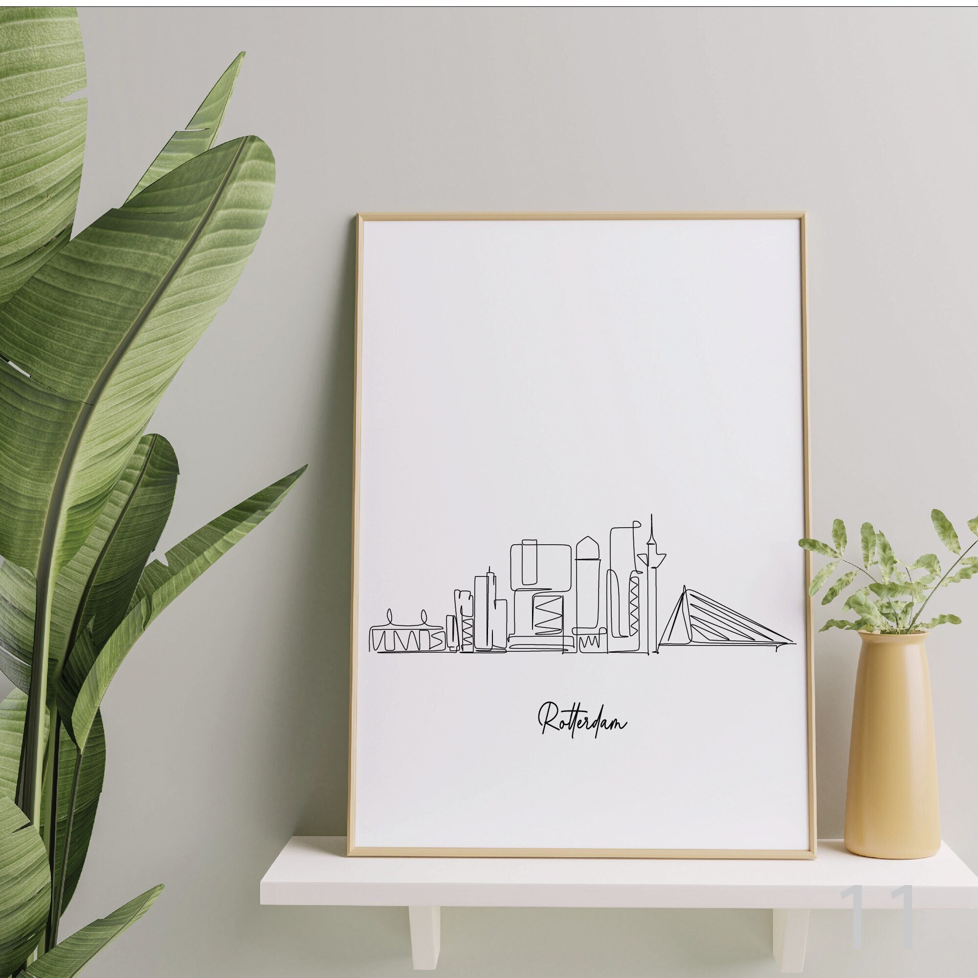 Rotterdam Skyline Drawing. Cityscape Wall Art, Simple Line Drawing ...