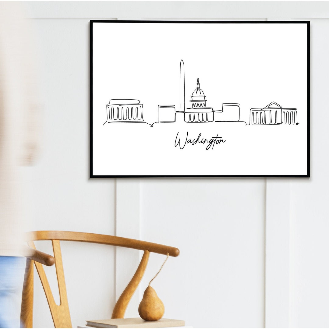 Washington DC Skyline Line Art Print: Minimalist Cityscape (digital ...