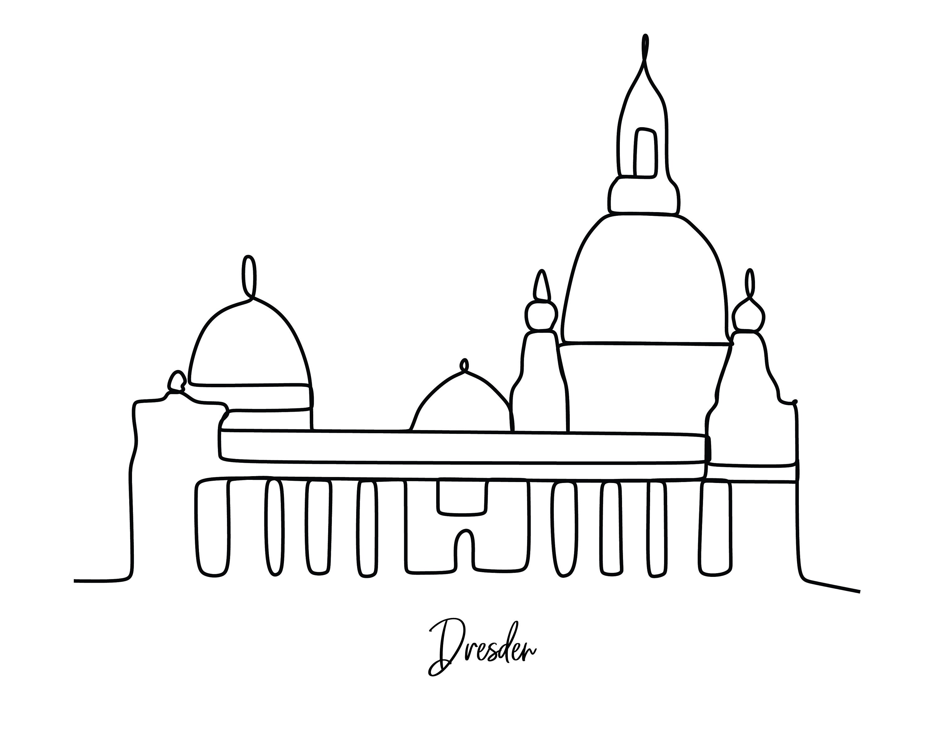 Dresden Landmark of Germany PRINTABLE Wall Art Simple Line | Etsy