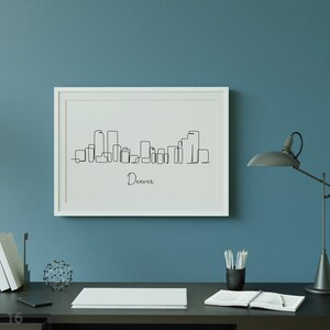 Denver Skyline Drawing, Cityscape Wall Art, Simple Line Drawing, Line ...