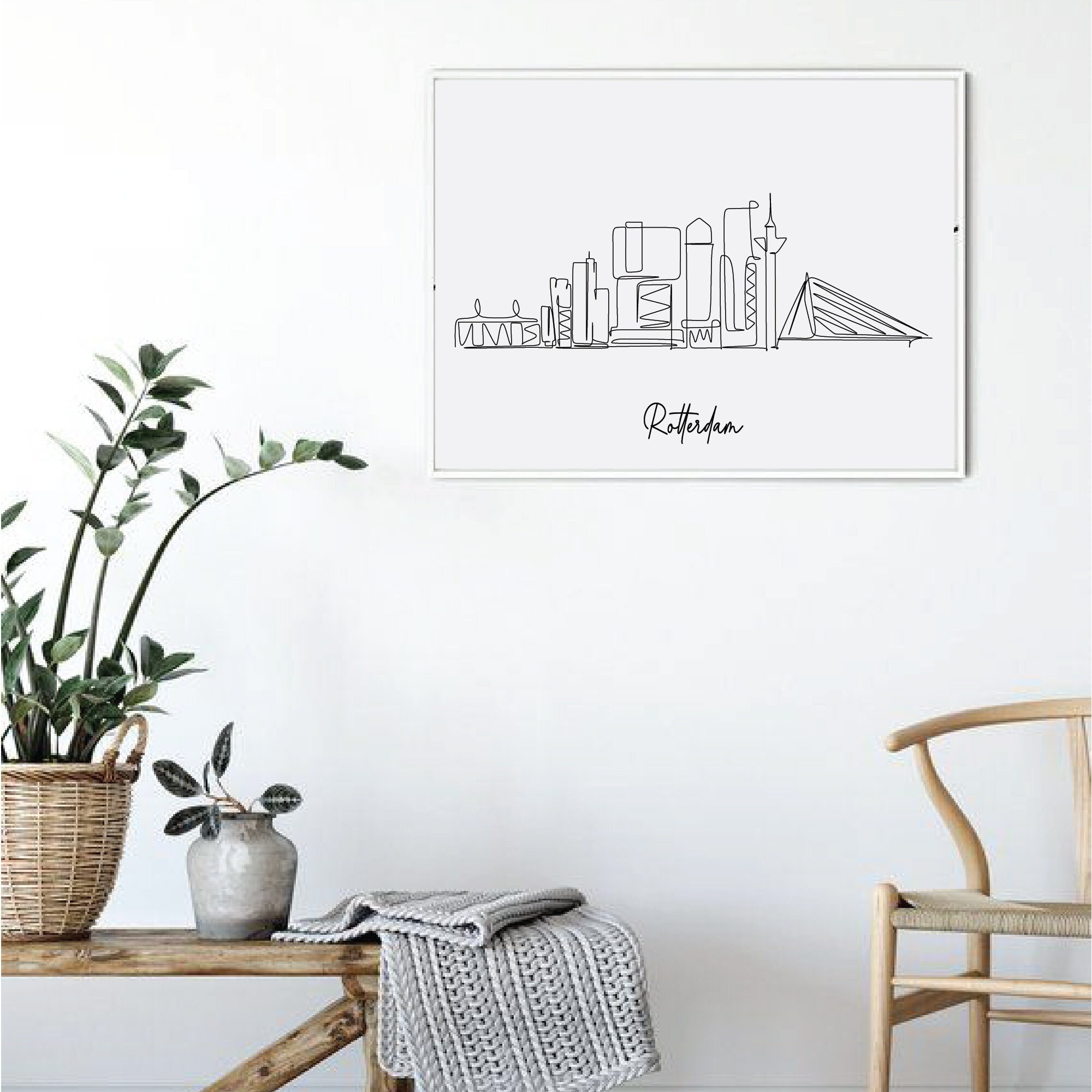 Rotterdam Skyline Drawing. Cityscape Wall Art, Simple Line Drawing ...