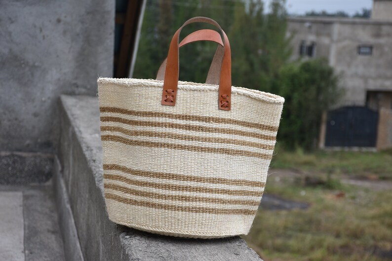 Sisal Woven Basket Bag, African Woven Market Handbag Summer Bag, Kenyan ...
