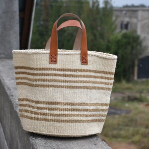 Sisal Woven Basket Bag, African Woven Market Handbag Summer Bag, Kenyan ...