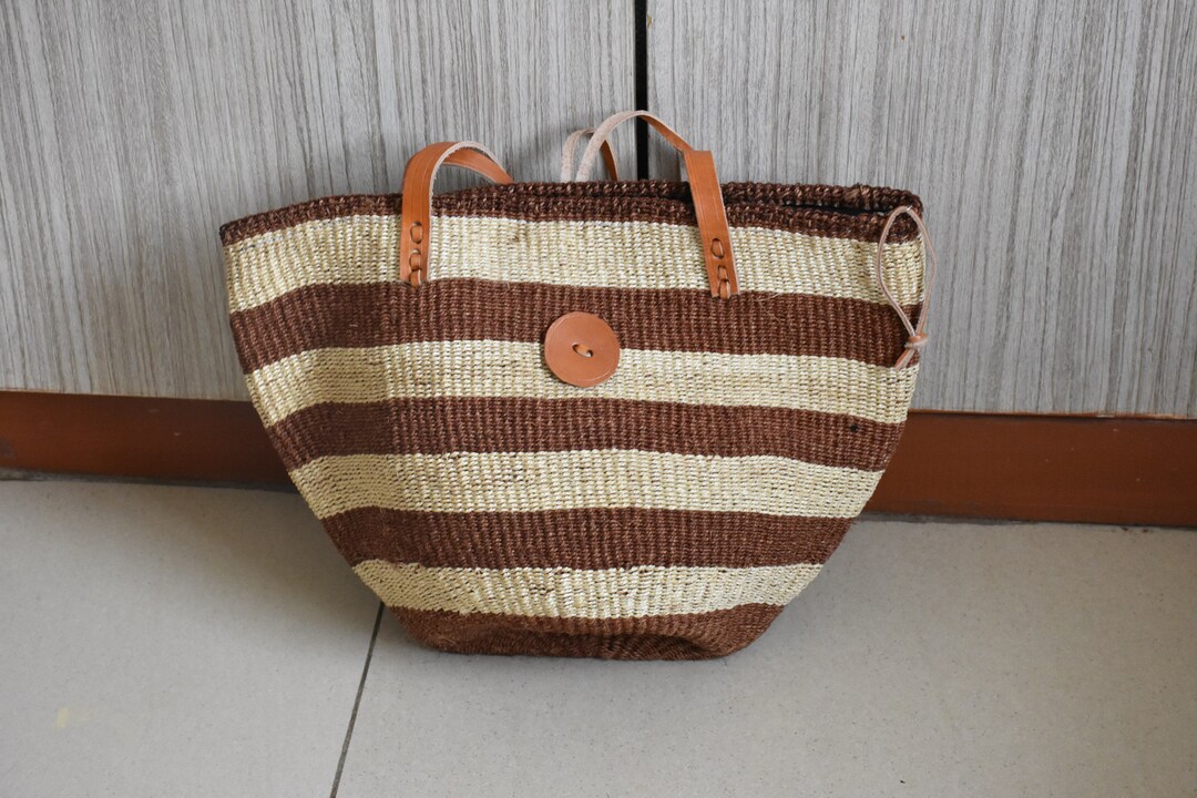 Sisal Woven Basket Bag, African Woven Market Handbag Summer Bag, Kenyan ...
