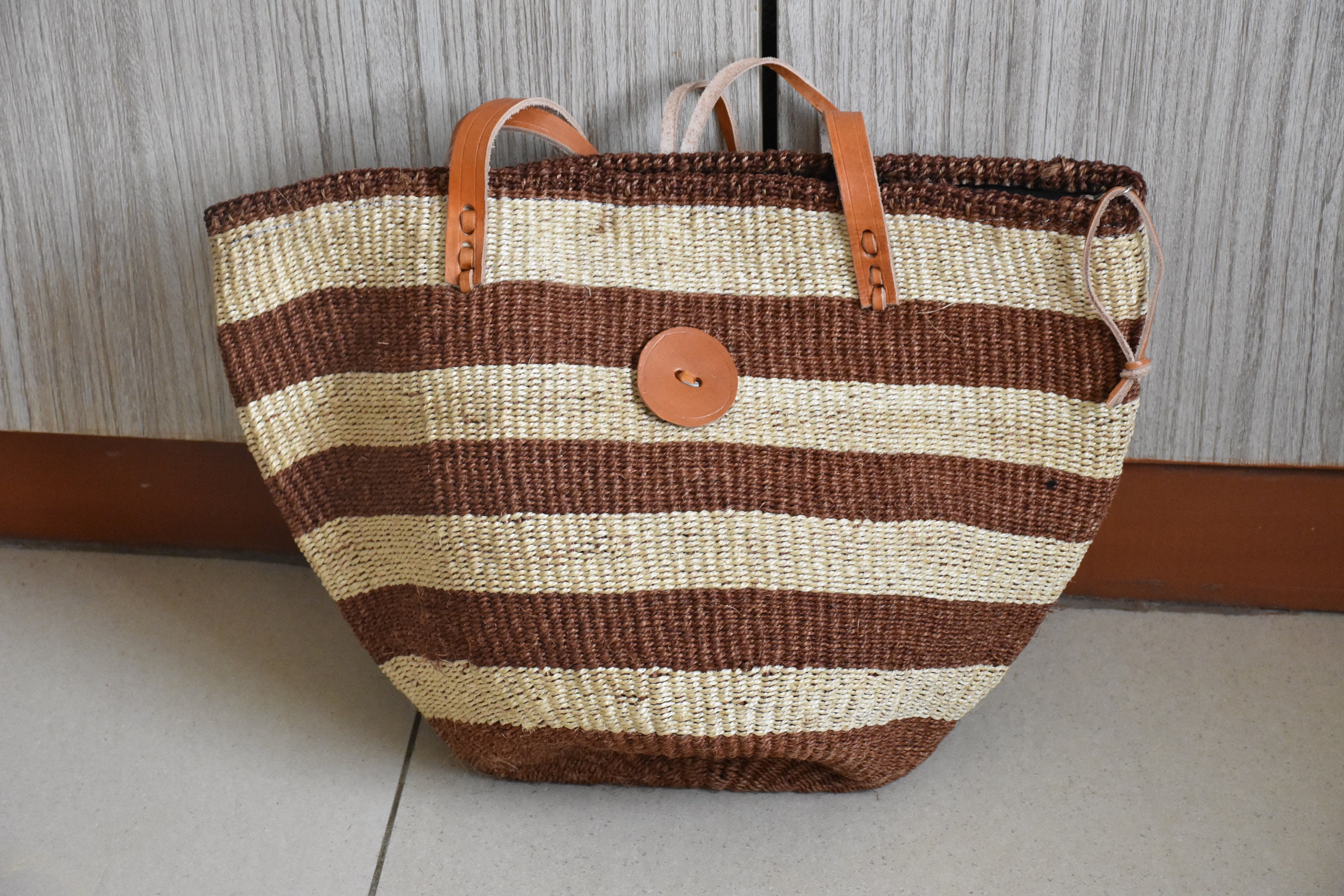 Sisal Woven Basket Bag, African Woven Market Handbag Summer Bag, Kenyan ...