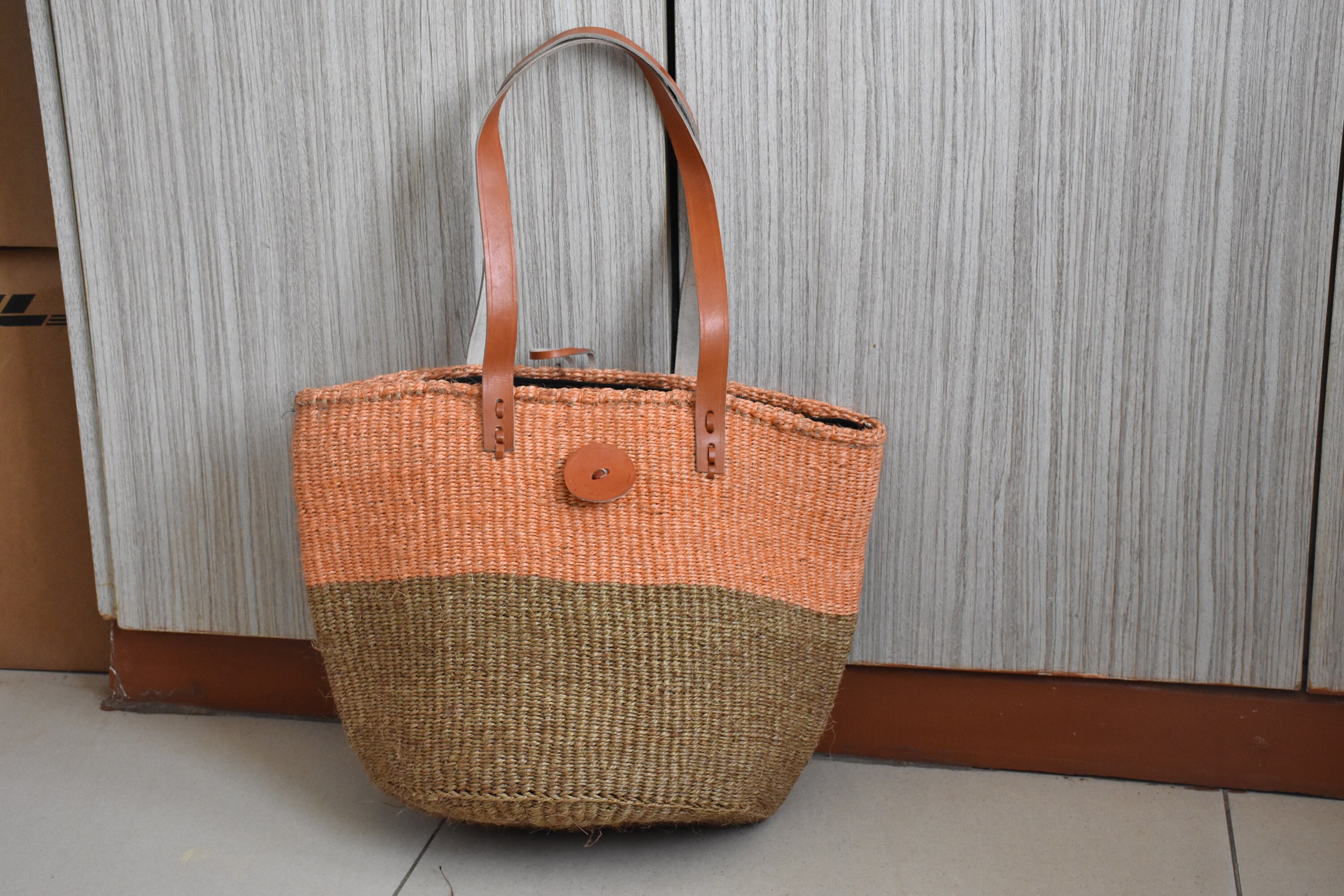 Sisal Woven Basket Bag, African Woven Market Handbag Summer Bag, Kenyan ...