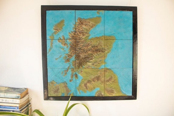 Scotland 3D Printed Topography Relief Map Hand Painted and | Etsy