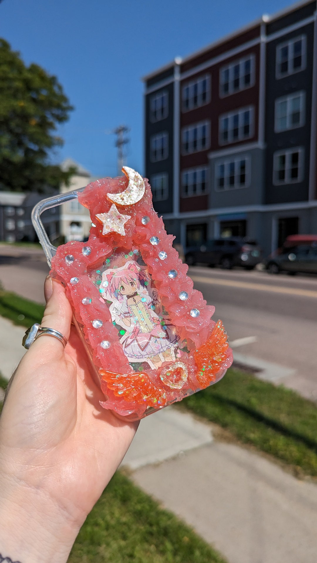 Madoka Kaname iPhone 12 / 12 Pro Pink Glitter Decoden Phone Case - Etsy