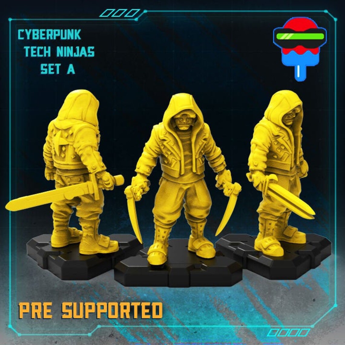 TECH NINJA SET 32mm Shadowrun Miniature by Papsikels 3D | Etsy