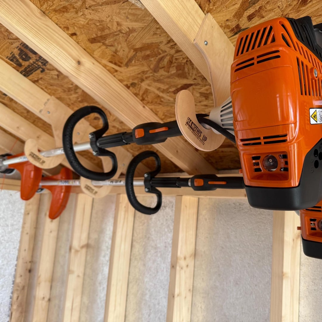 Ceiling Mount Weed Wacker Rack - Stud Mount, Shed Organization, Garden ...