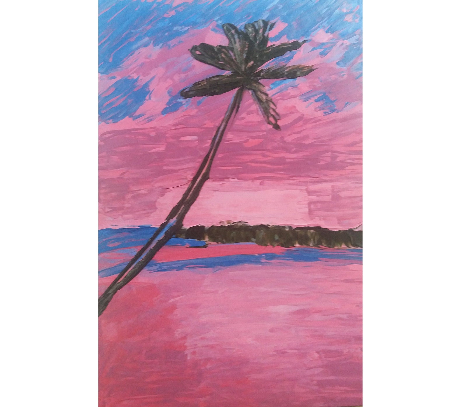 Palm Tree Painting California Original Art Sunset Wall Art | Etsy