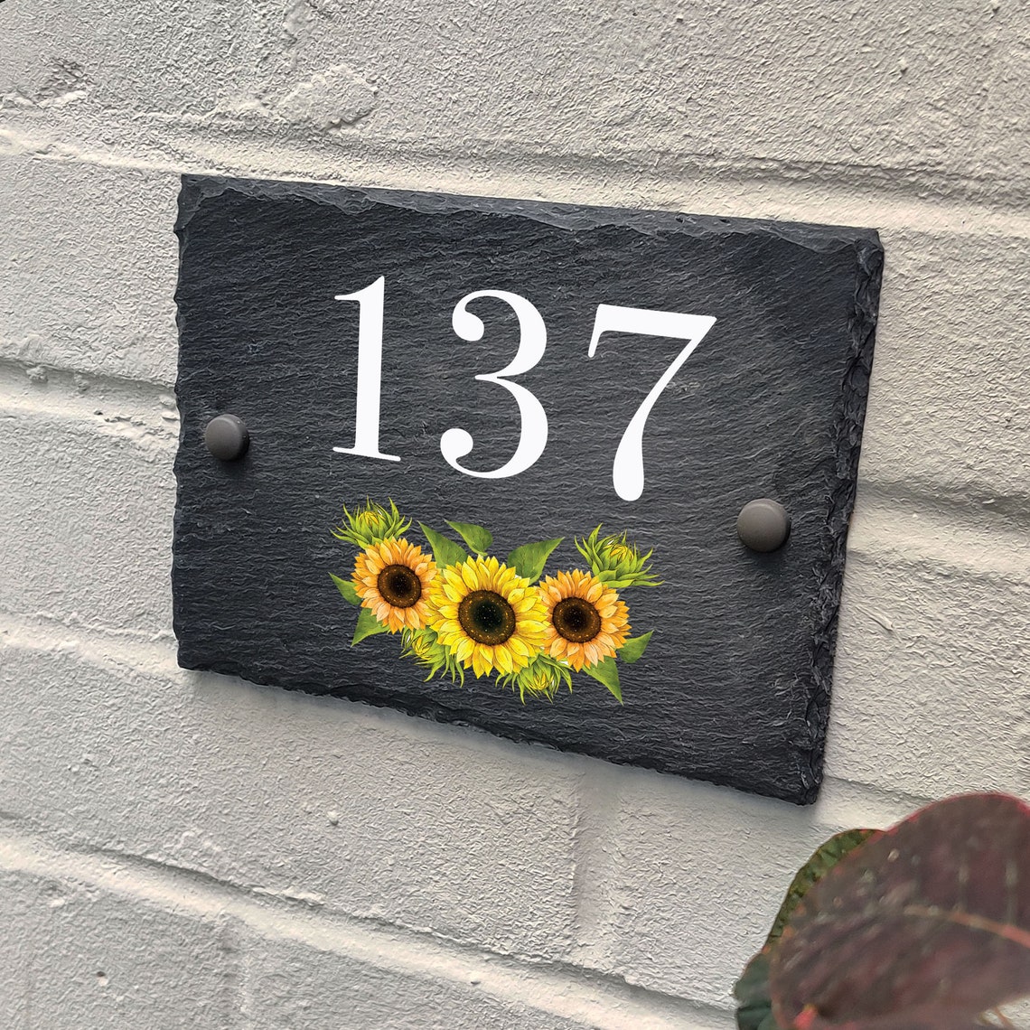 Rustic Sunflower Slate House Sign Farmhouse Plaque Door Number 15 X ...