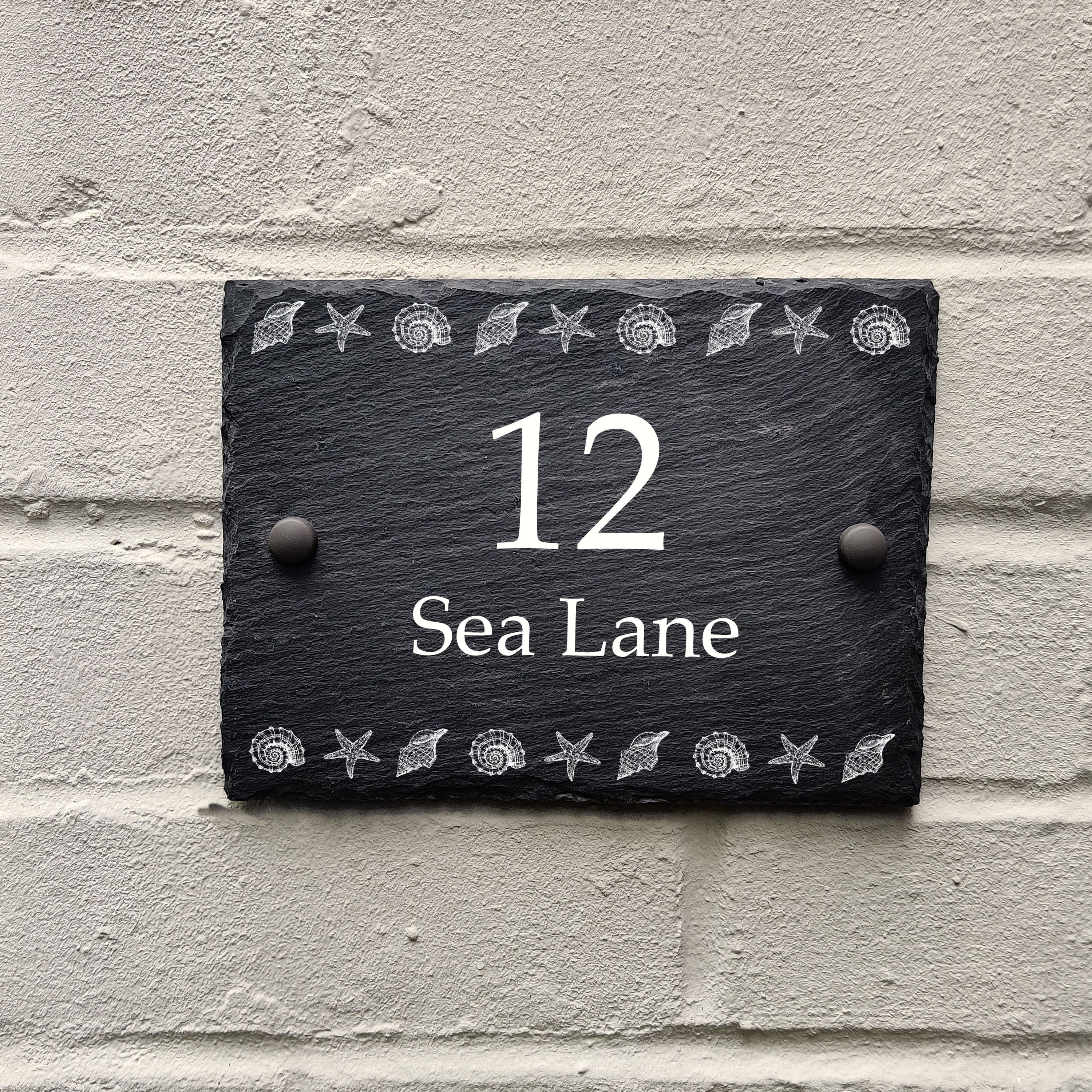 Rustic Sea Shell Slate House Sign Farmhouse Plaque Door Number 15 X ...