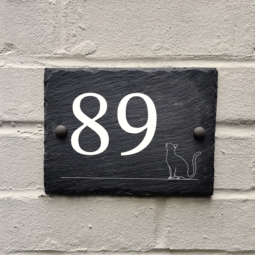 Rustic Cat Slate House Sign Farmhouse Plaque Door Number 15 X 20cm - Etsy