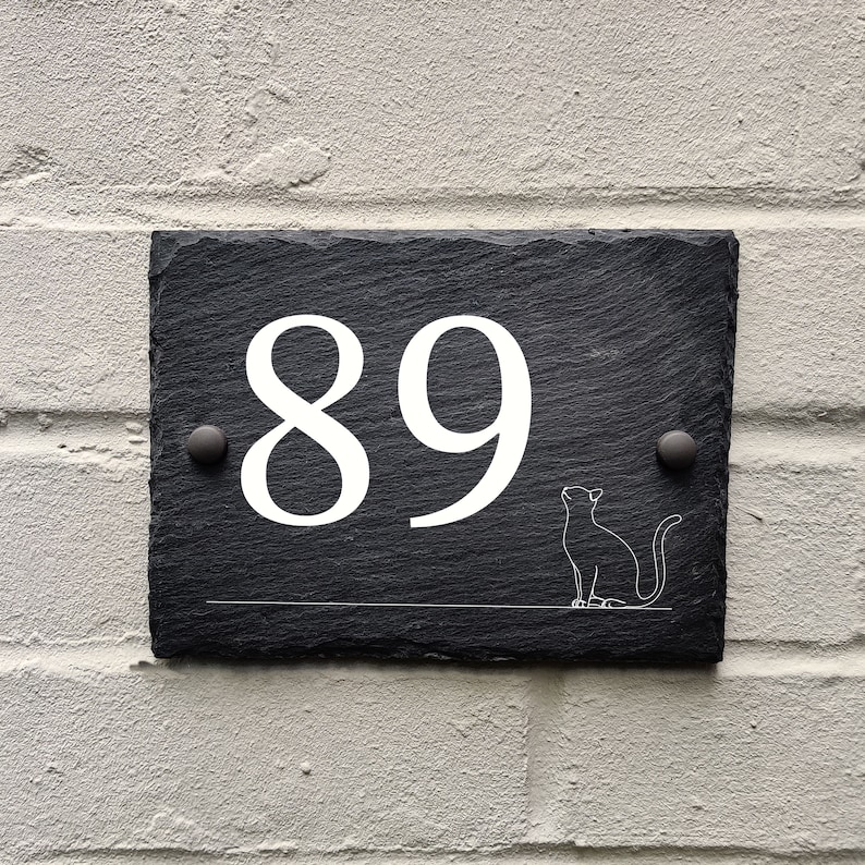 Rustic Cat Slate House Sign Farmhouse Plaque Door Number 15 X 20cm - Etsy