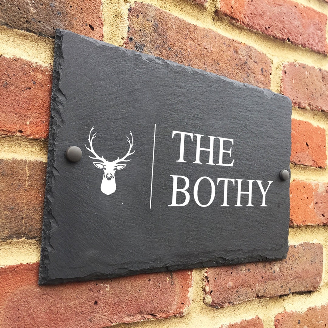 Rustic Stag Slate House Sign Farmhouse Plaque Door Number - Etsy