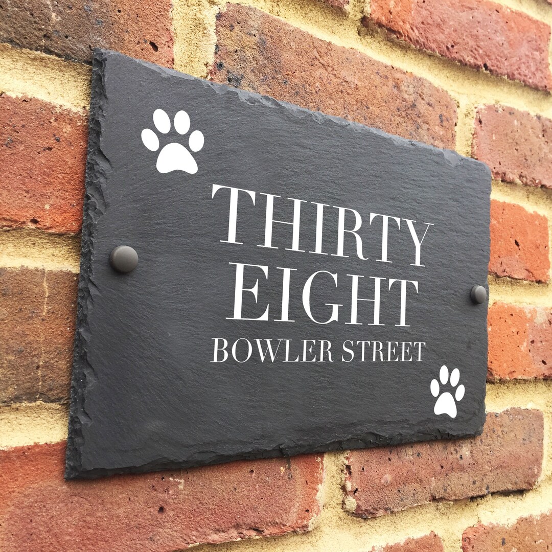 Rustic Paw Print Slate House Sign Farmhouse Plaque Door Number - Etsy