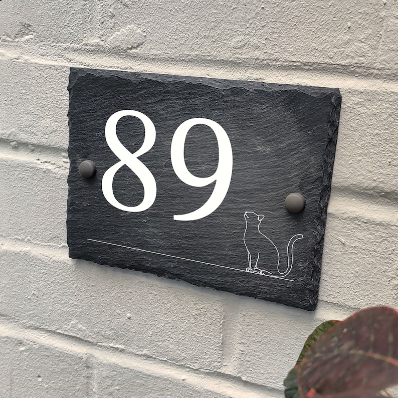 Rustic Cat Slate House Sign Farmhouse Plaque Door Number 15 X 20cm - Etsy