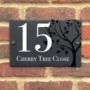 Rustic Tree Slate House Sign Farmhouse Plaque Door Number 30 X 20cm - Etsy