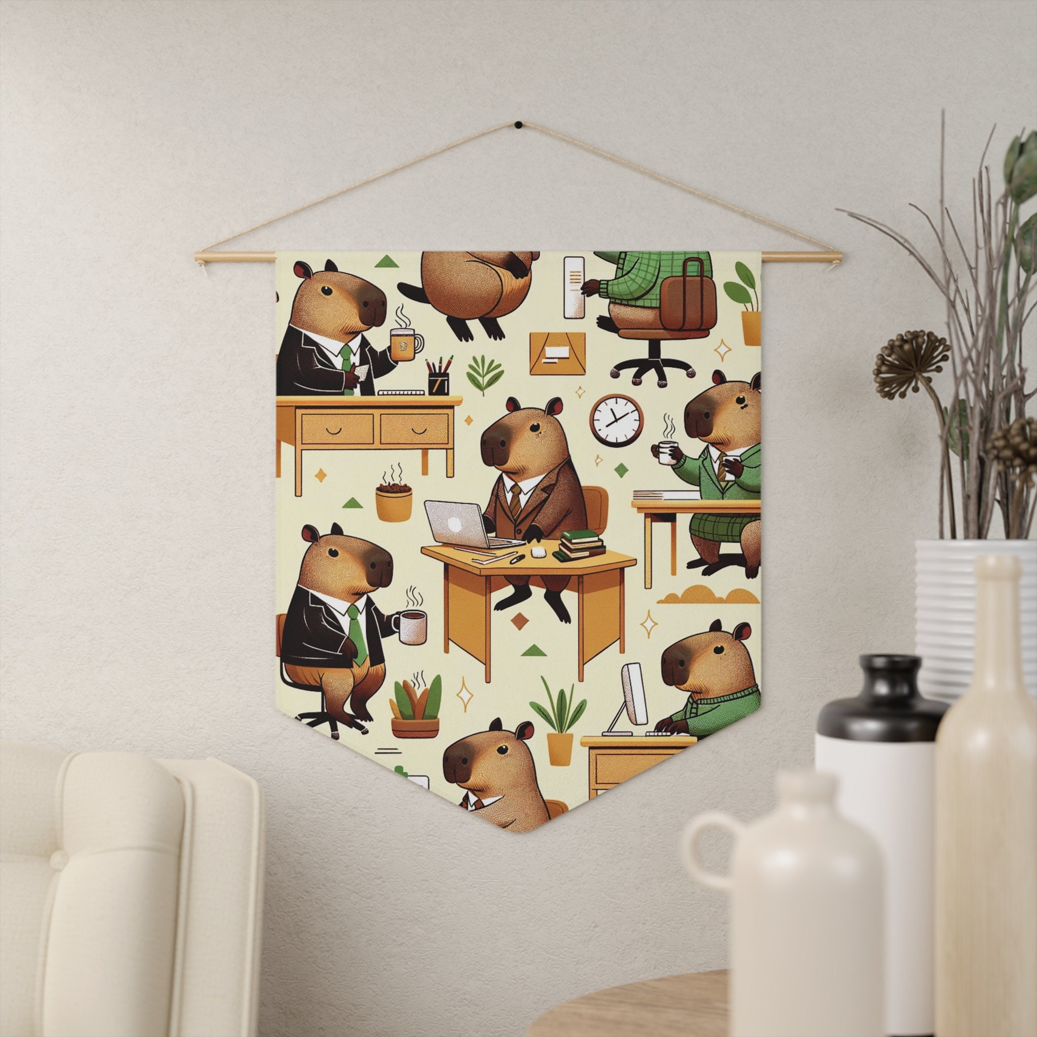 Working Capybara Banner Capybara Pennant Office Capybaras Wall Banner ...