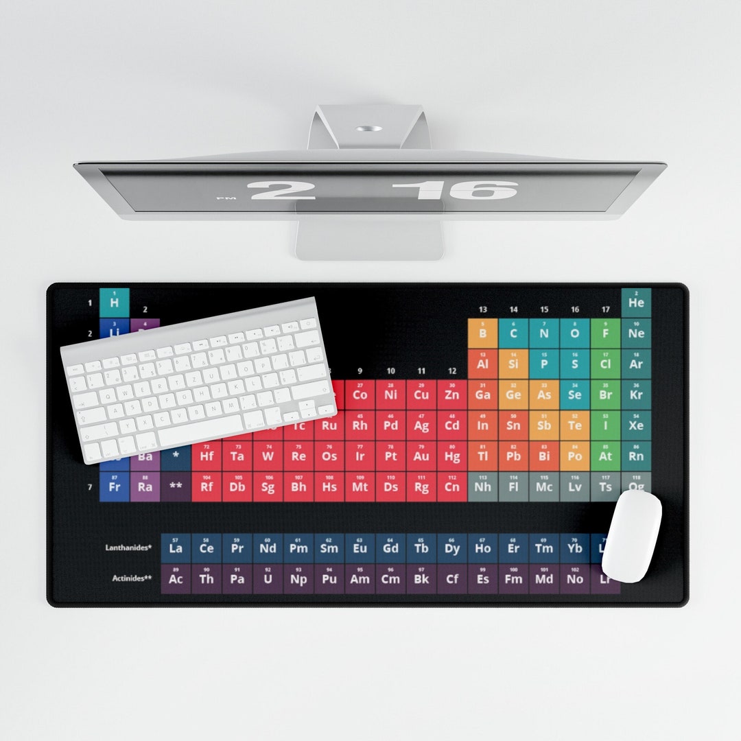Periodic Table Desk Mat - Elements Chart Mouse Pad, Science Workspace ...